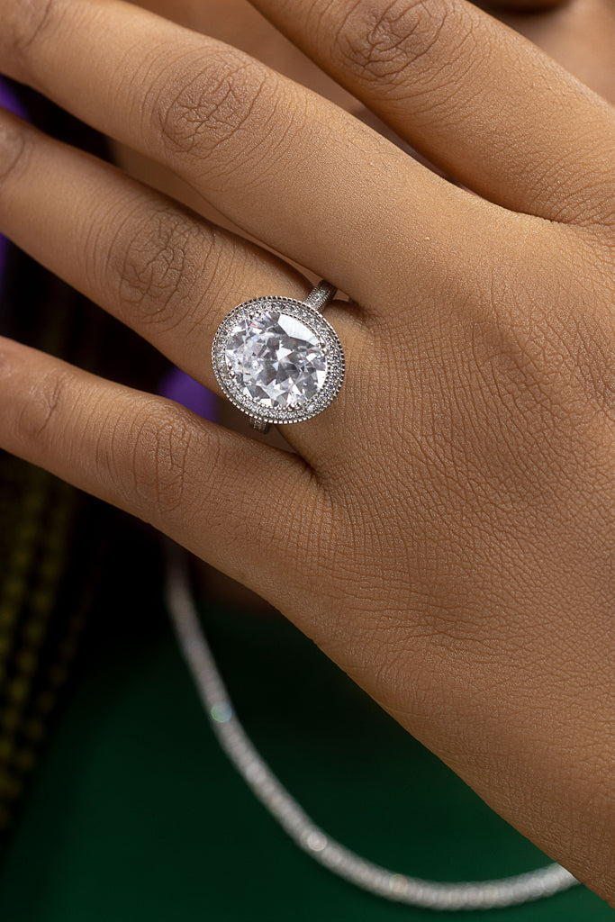 Drip Oval Sterling Silver Engagement Ring – Saint Tracy