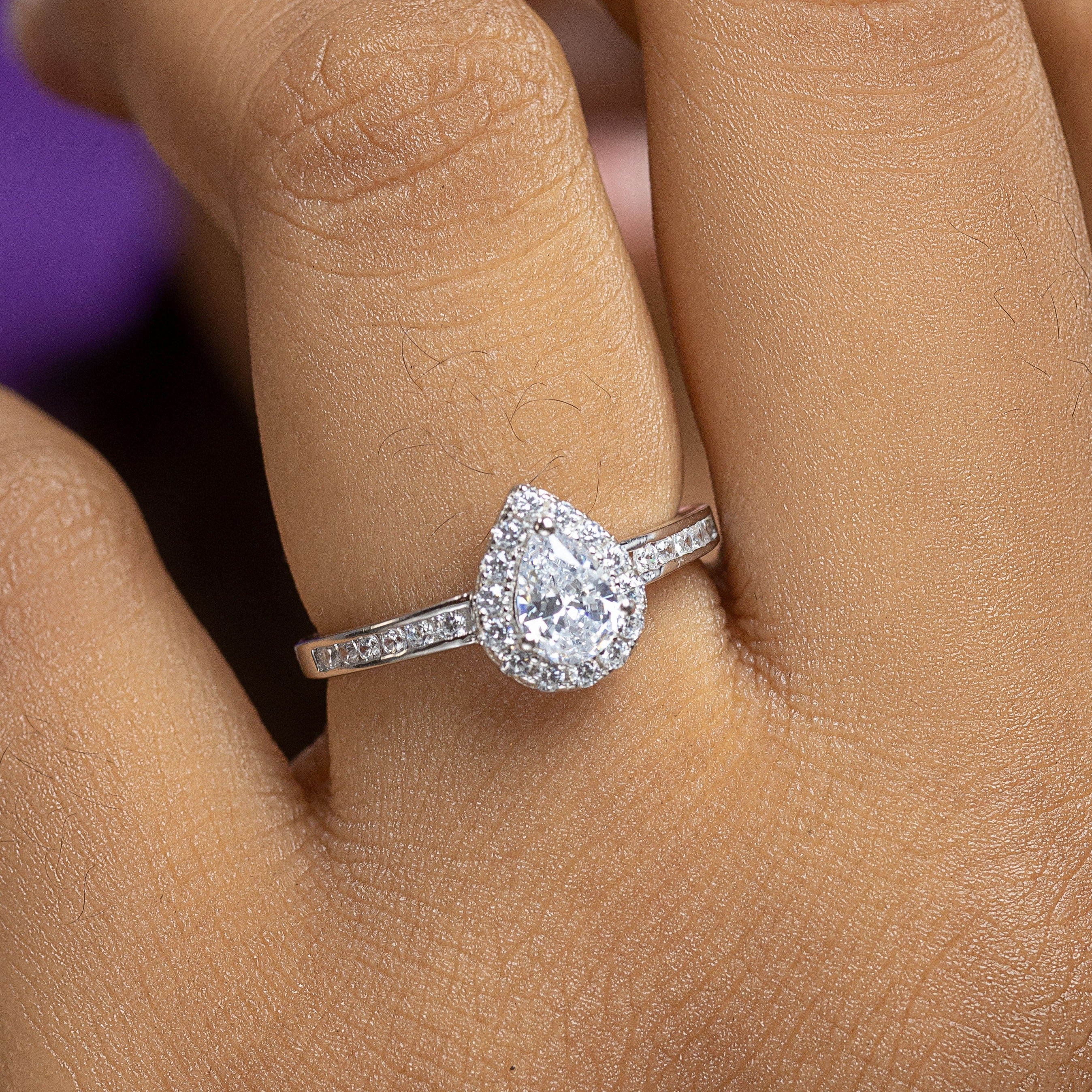 Ebony Pear Sterling Silver Engagement Ring – Saint Tracy