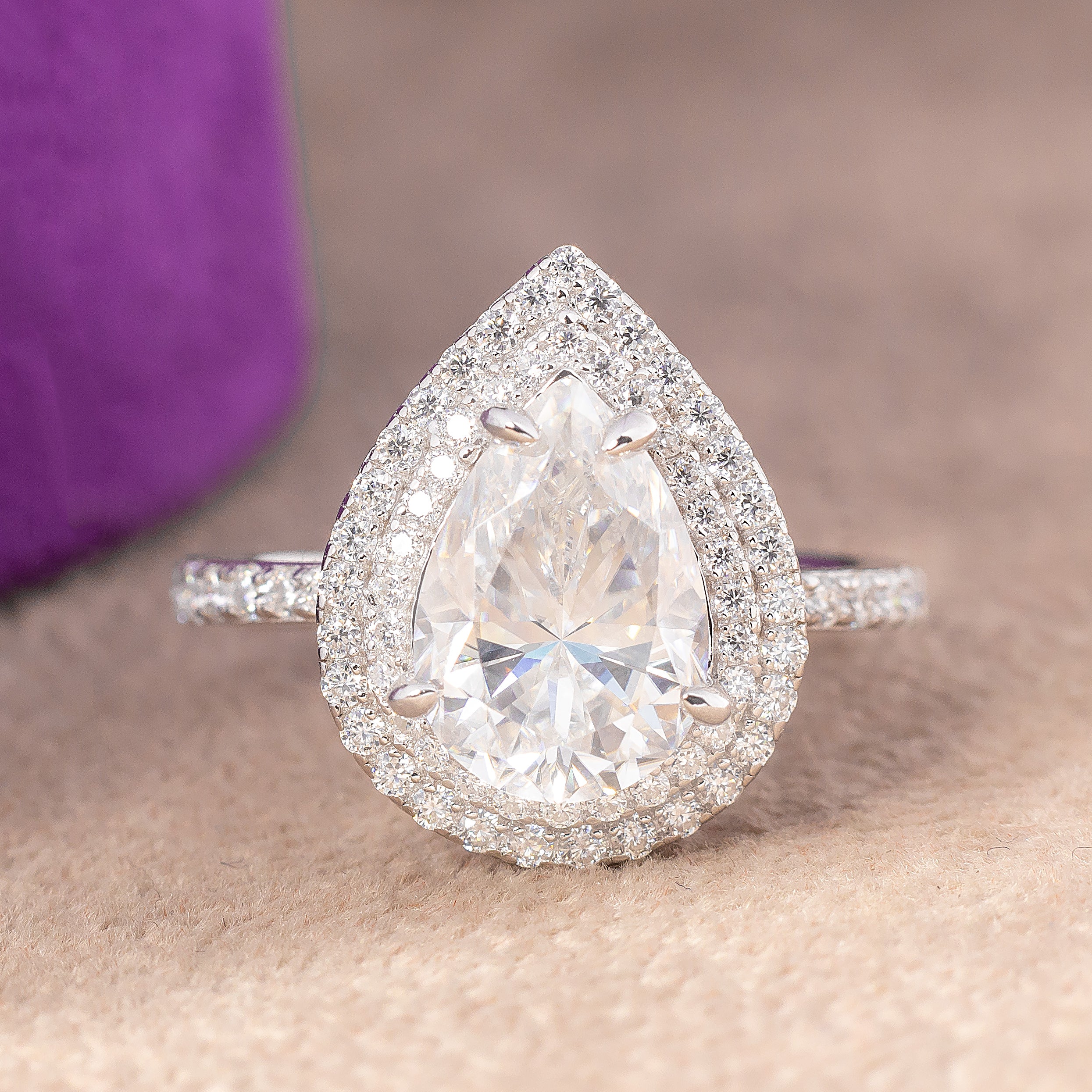 Lisa Pear Moissanite Sterling Silver Engagement Ring – Saint Tracy