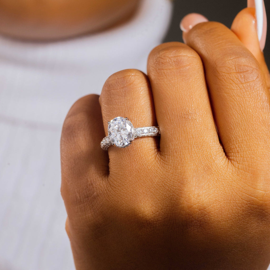 Tami Oval Moissanite Sterling Silver Engagement Ring – Saint Tracy
