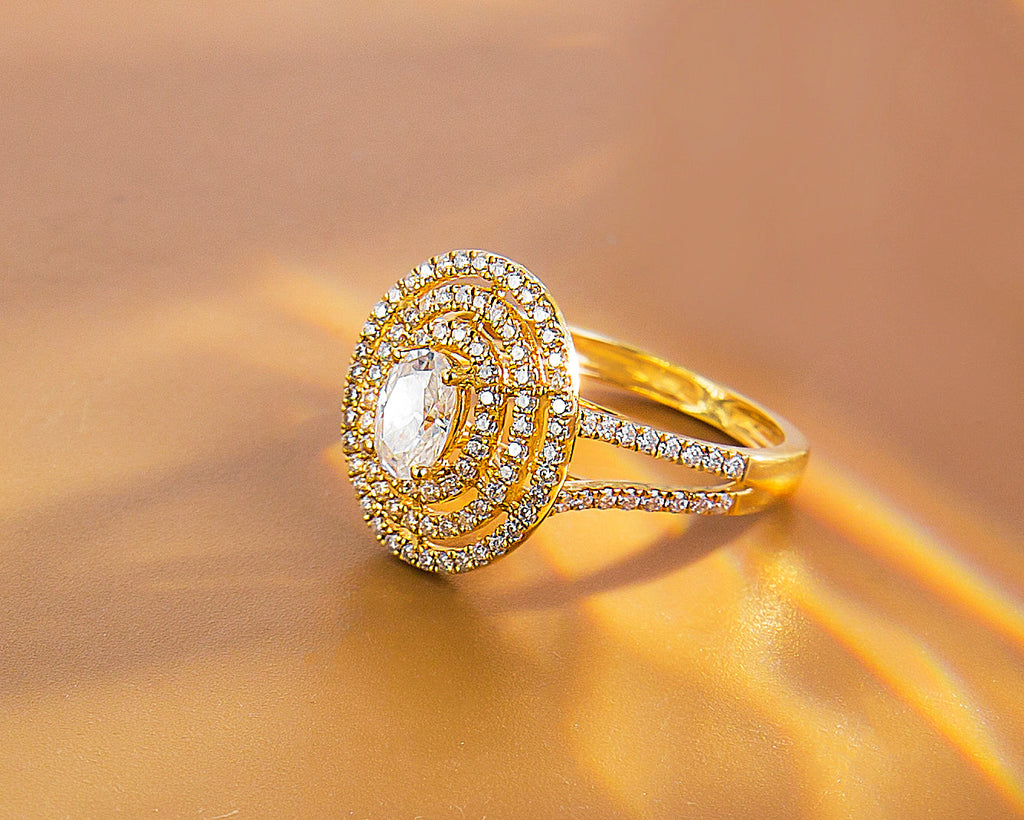 Violet Oval 18Karat Yellow Gold Moissanite Engagement Ring/ Ghana ...