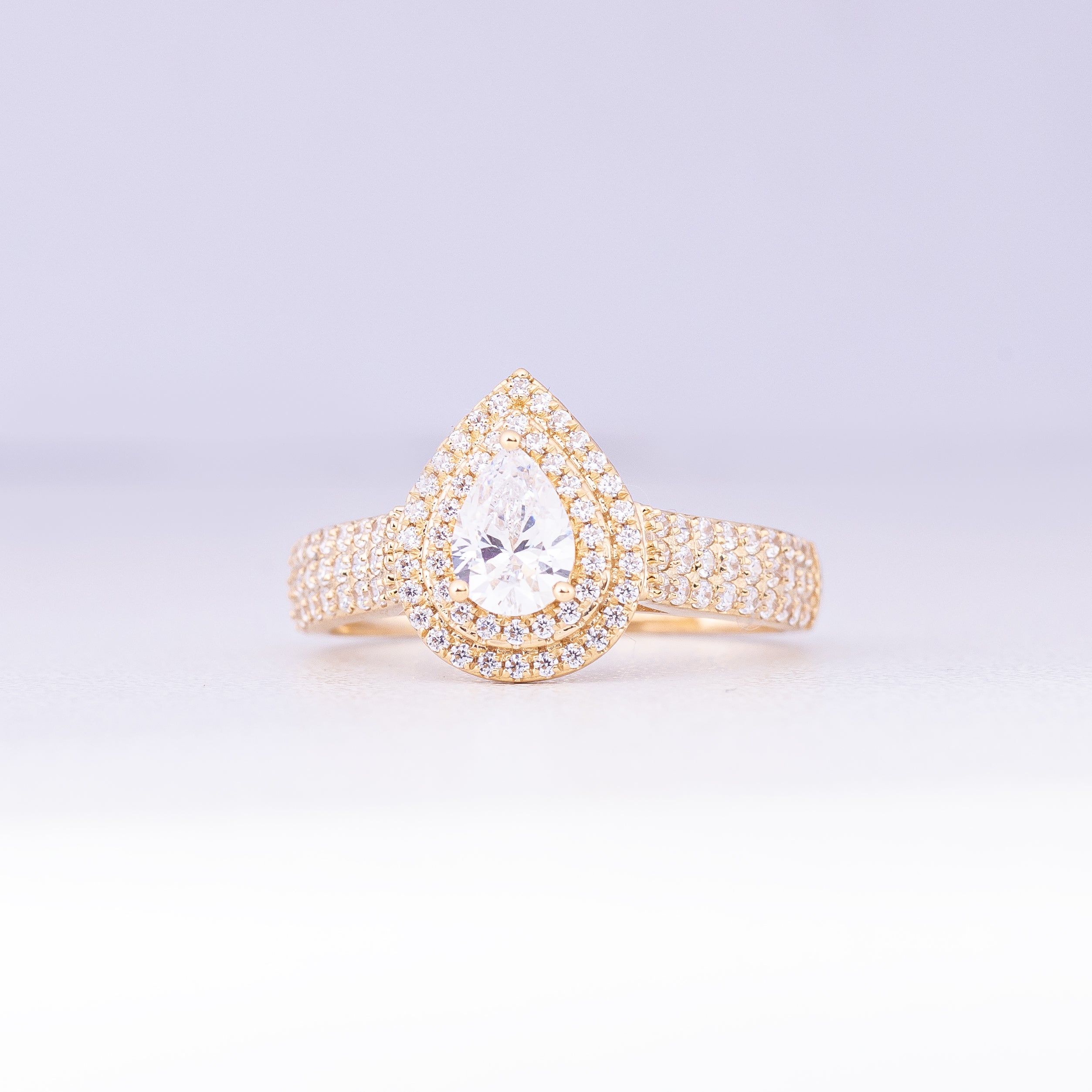 Zinnia Pear 18Karat Yellow Gold Engagement Ring – Saint Tracy