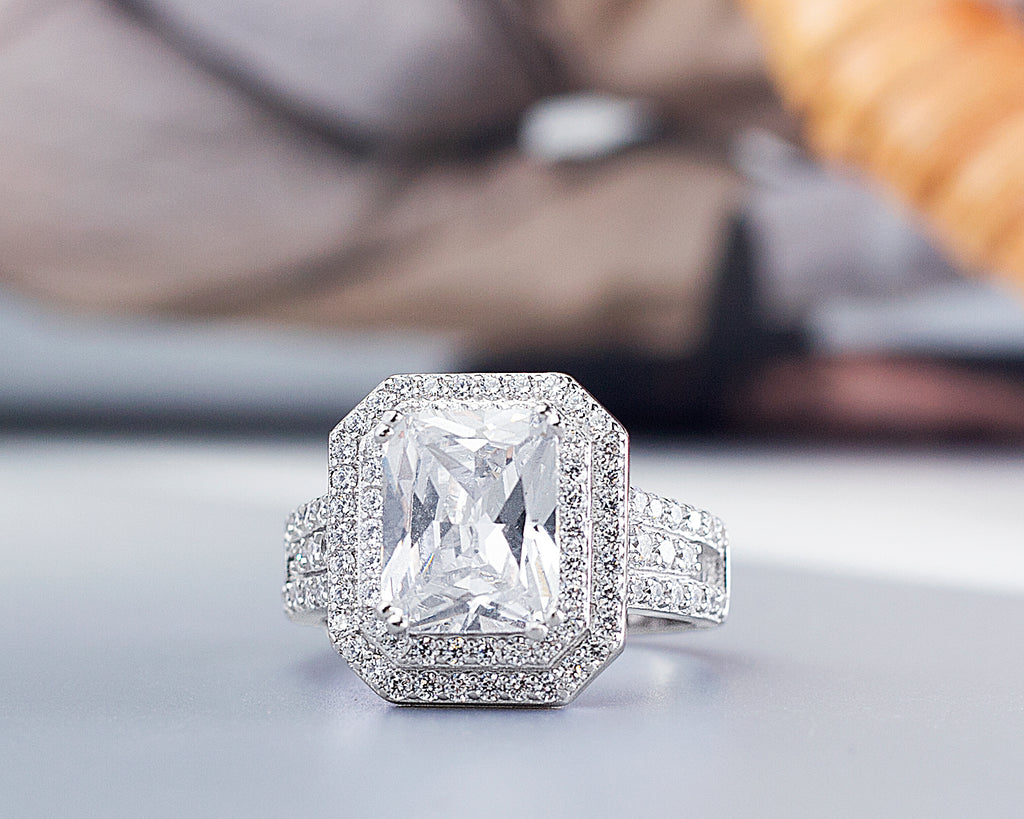 Princess Emerald Sterling Silver Engagement Ring – Saint Tracy