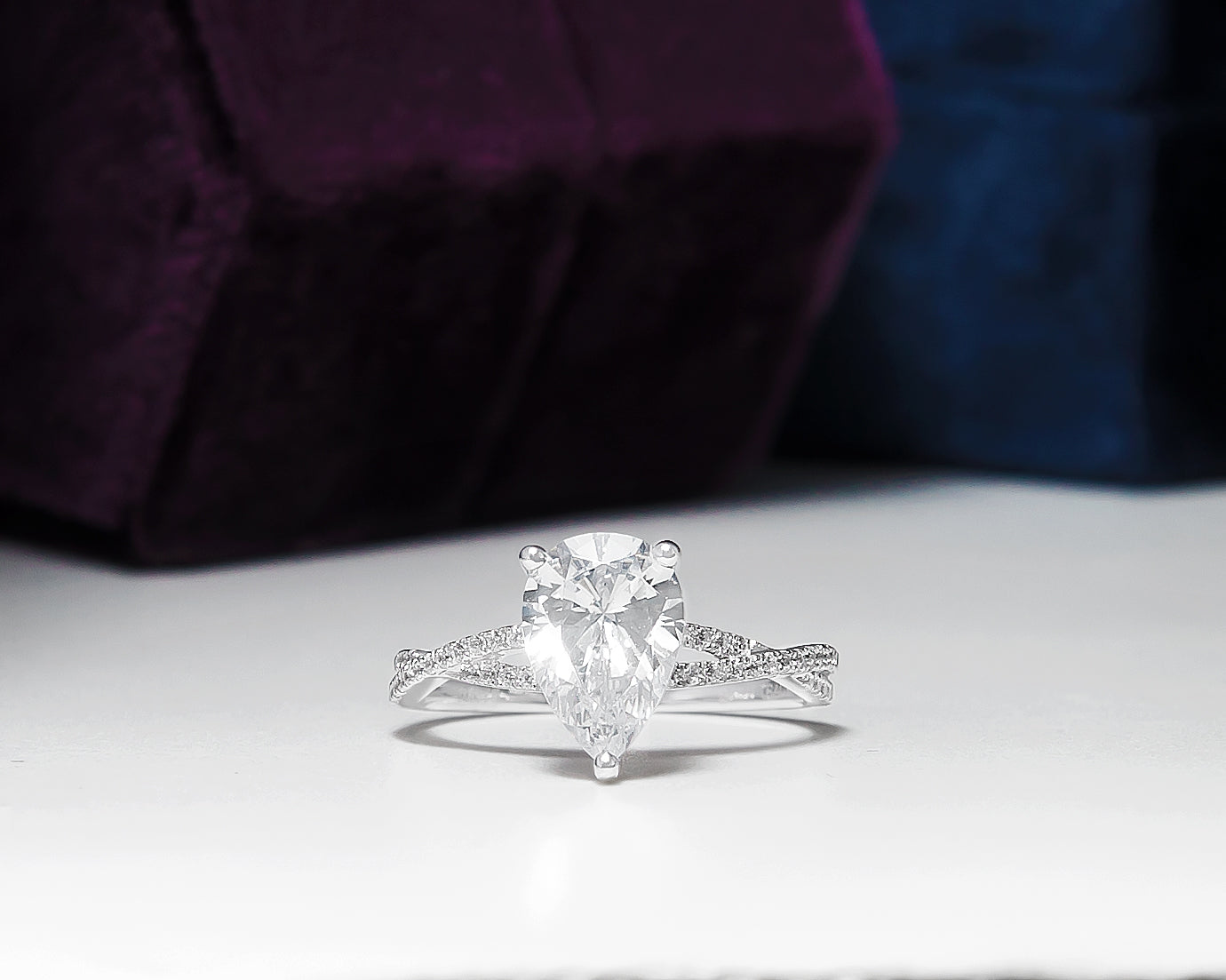 Sarah Pear 10Karat White Gold Engagement Ring – Saint Tracy