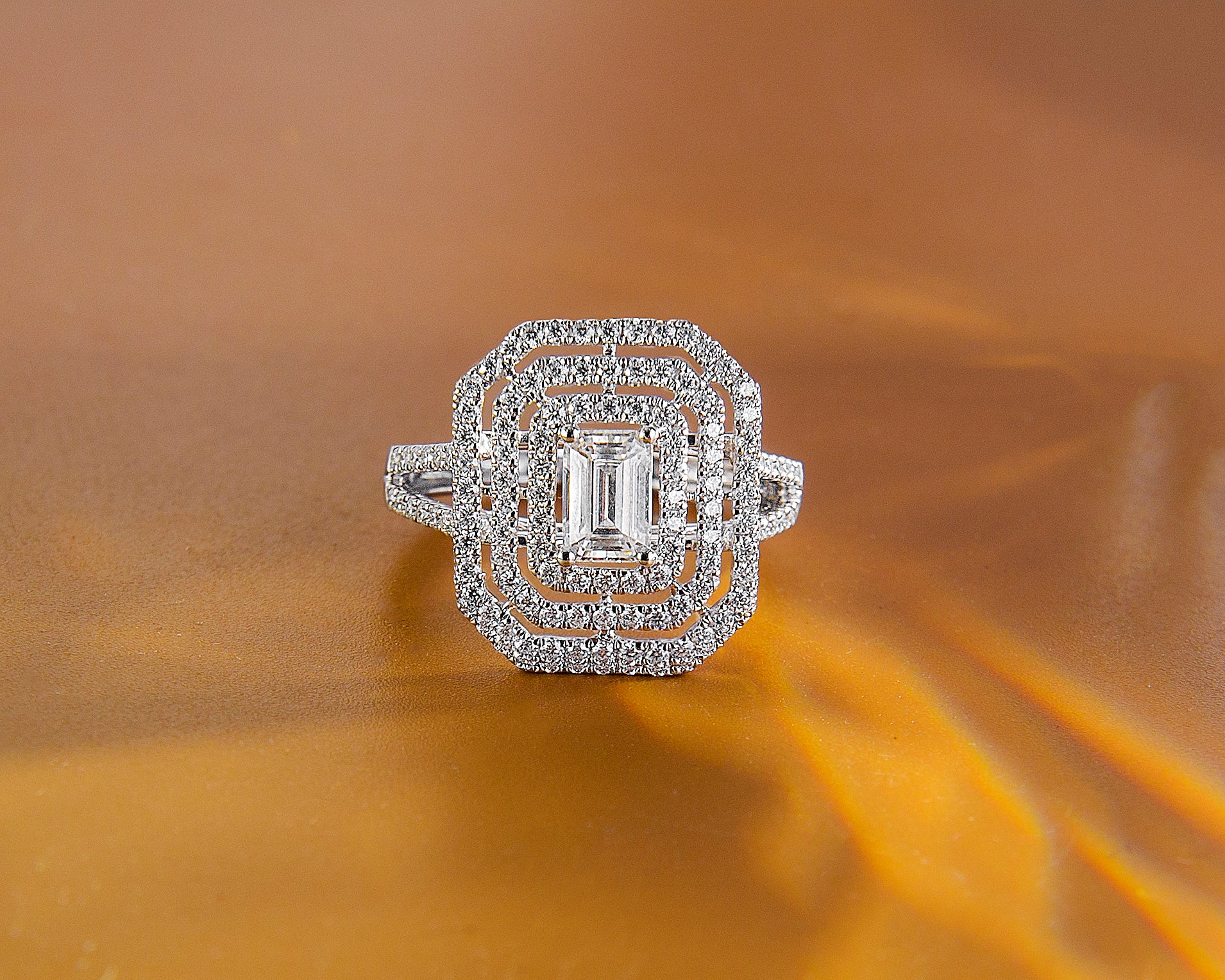 Violet Emerald 18Karat White Gold Moissanite Engagement Ring – Saint Tracy